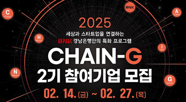 BNK경남은행, ‘CHAIN-G 프로그램 2기’ 창업기업 모집…스타트업 육성 본격화